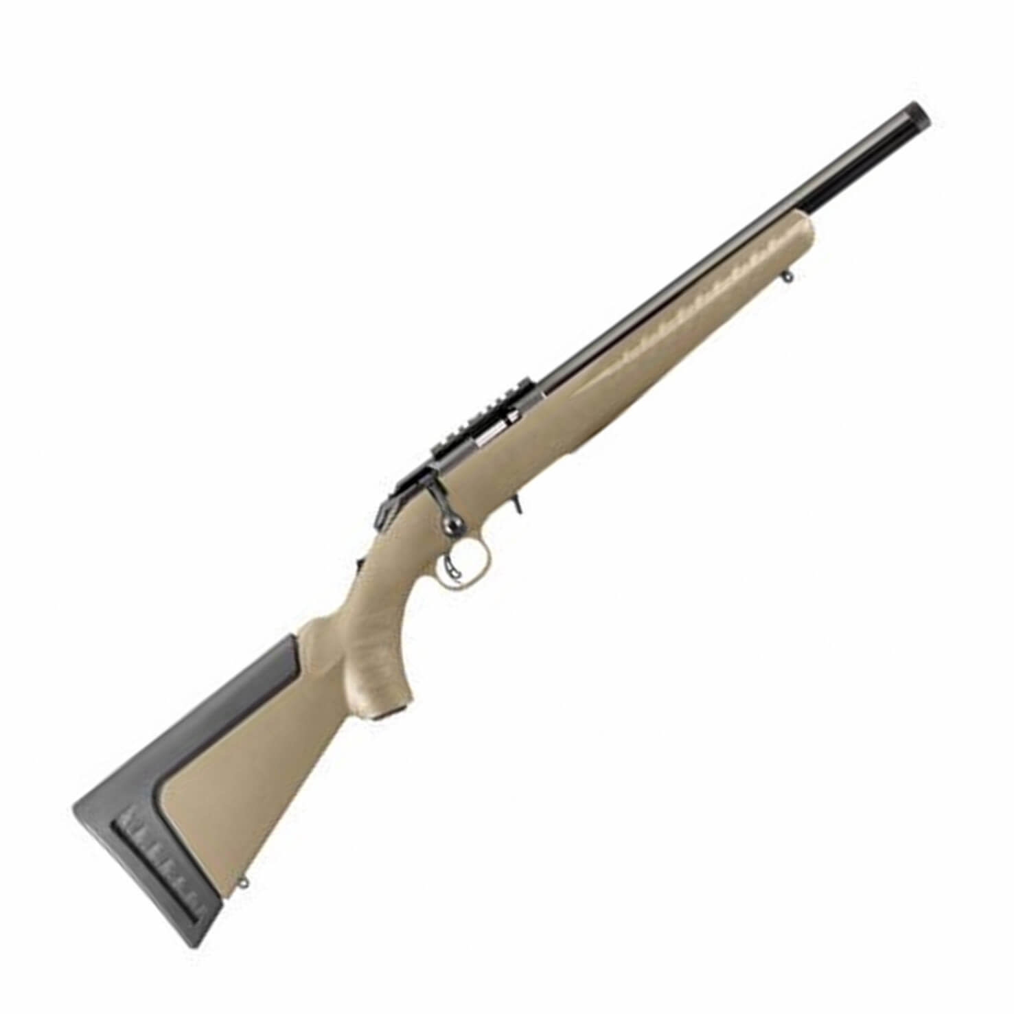RUGER 8358 AMERICAN RIMFIRE RIFLE 22 LR, 16.1″ THREADED BBL, FDE RANCH ...